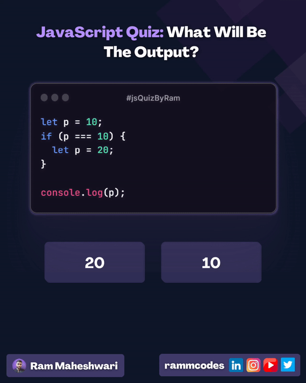 Ram Maheshwari ♾️ on LinkedIn: #jsquizbyram #html #css #javascript ... Ram Maheshwari ♾️ on LinkedIn: #jsquizbyram #html #css #javascript ...
