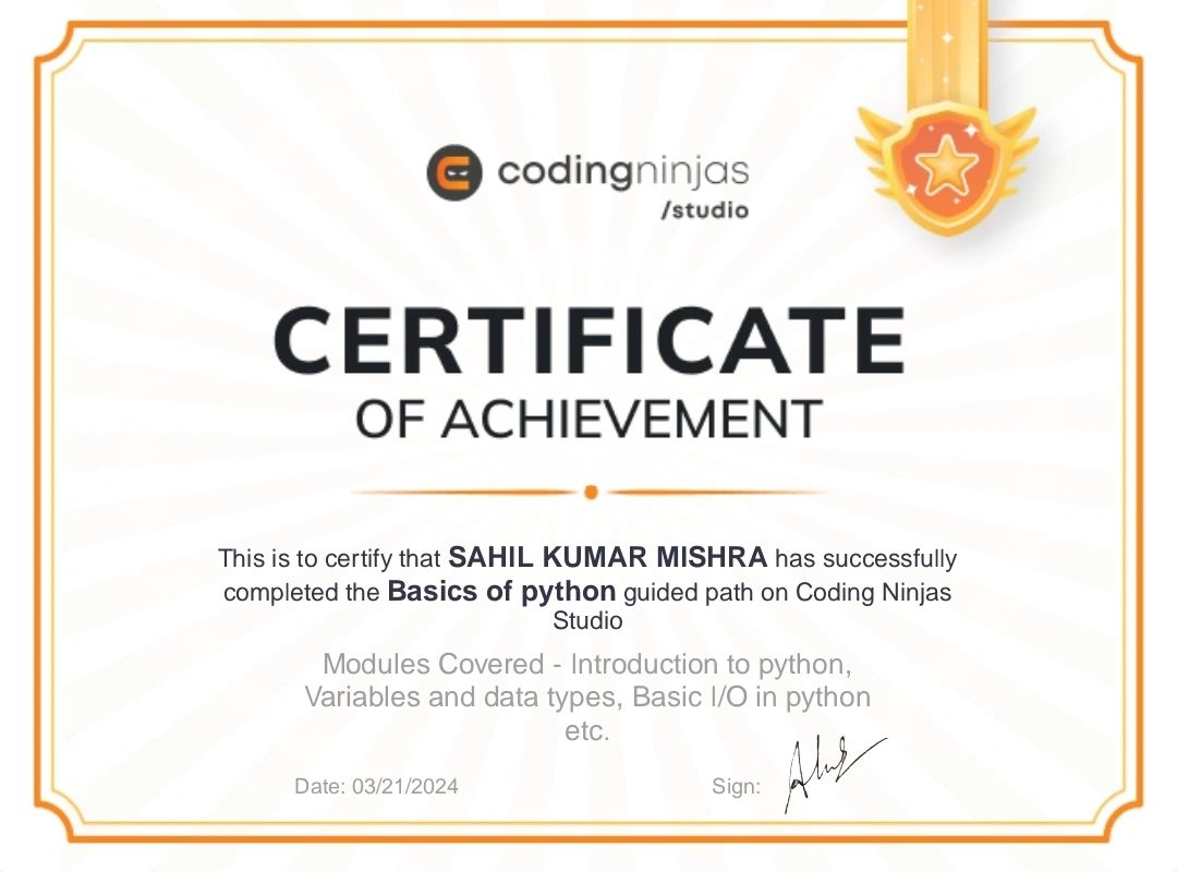 It was a great learning about the concept of basics of python from ... It was a great learning about the concept of basics of python from ...