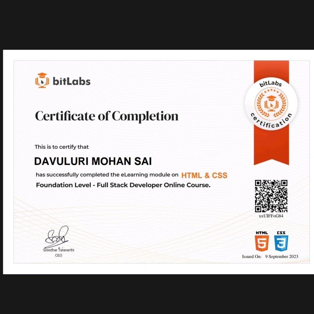 Davuluri Mohan Sai on LinkedIn: #html #css Davuluri Mohan Sai on LinkedIn: #html #css
