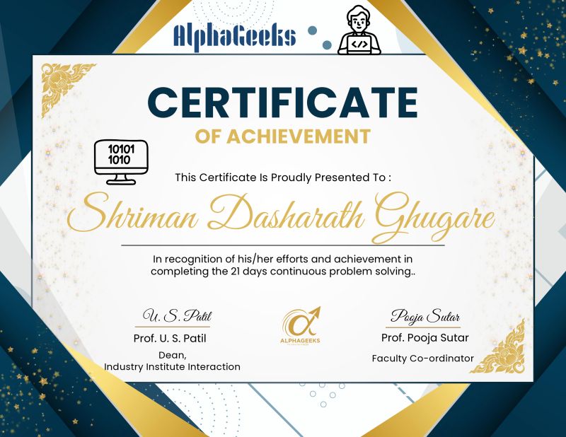 Shriman Ghugare on LinkedIn: #problemsolving #dsa #consistency # ... Shriman Ghugare on LinkedIn: #problemsolving #dsa #consistency # ...