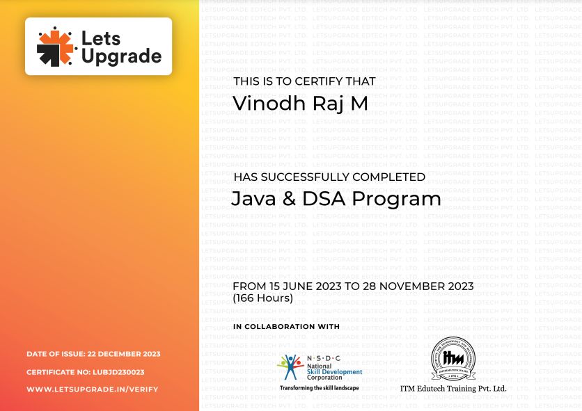 Completed Data Structures and Algorithms with Java | Vinodh Raj M ... Completed Data Structures and Algorithms with Java | Vinodh Raj M ...