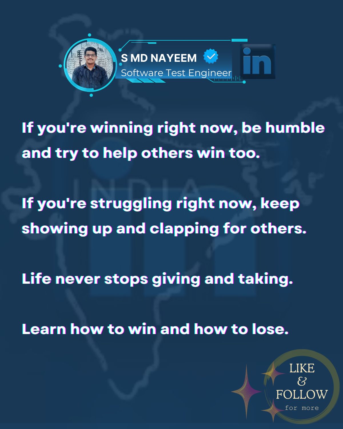 NAYEEM S MD on LinkedIn: ๐ก If you're winning: - Share knowledge with ... NAYEEM S MD on LinkedIn: ๐ก If you're winning: - Share knowledge with ...