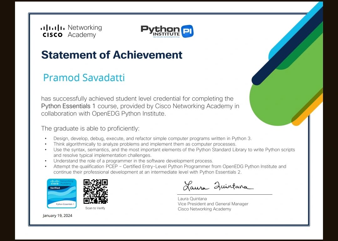 Pramod Savadatti on LinkedIn: #cisconetworkingacademy #python Pramod Savadatti on LinkedIn: #cisconetworkingacademy #python