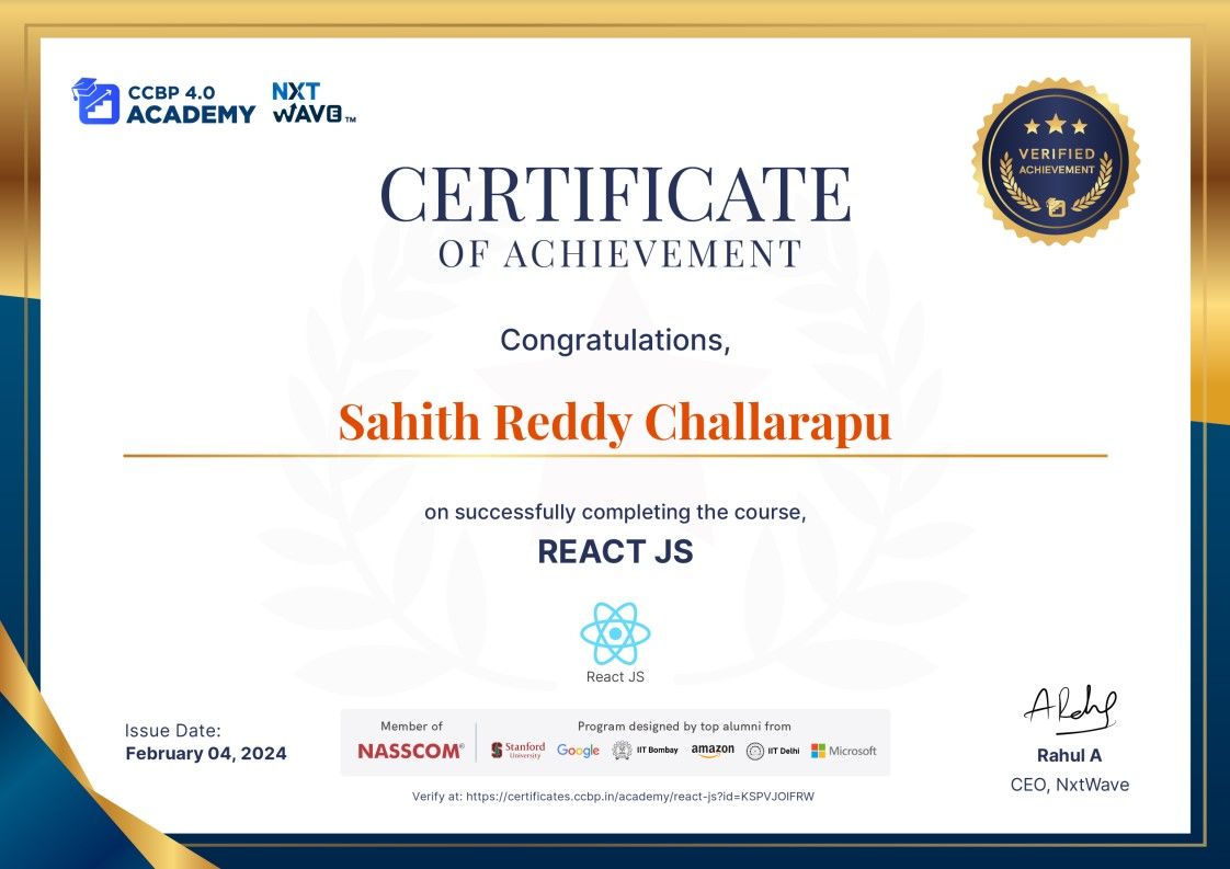 Sahith Reddy Challarapu on LinkedIn: #ccbp #frontenddeveloper # ... Sahith Reddy Challarapu on LinkedIn: #ccbp #frontenddeveloper # ...