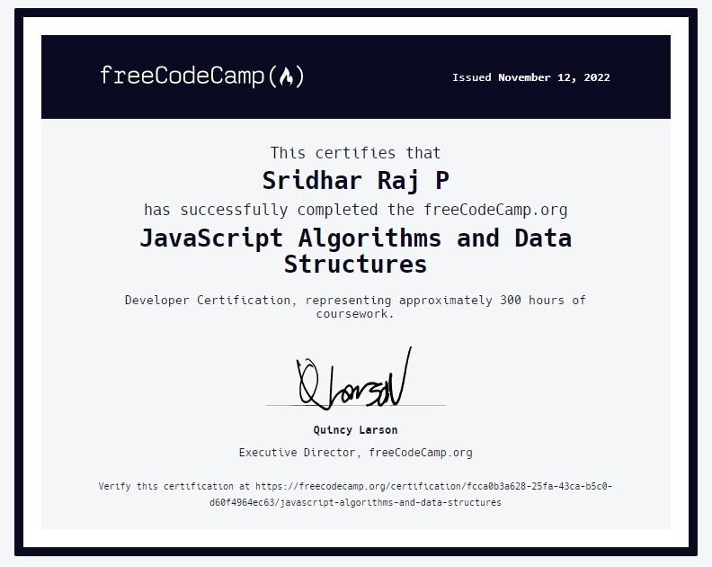 freeCodeCamp Sucessful Completed Javascript Algorithms and Data ... freeCodeCamp Sucessful Completed Javascript Algorithms and Data ...