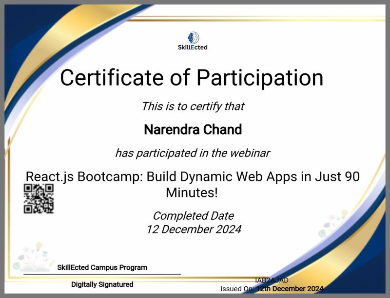 Narendra Chand on LinkedIn: just completed react.js Bootcamp Narendra Chand on LinkedIn: just completed react.js Bootcamp