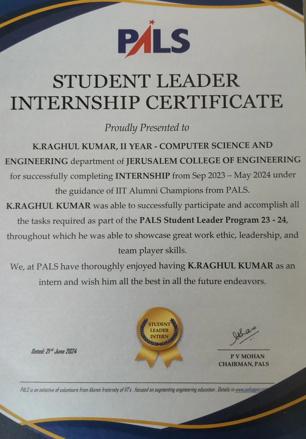 K Raghul Kumar on LinkedIn: hello, I'm thrilled to share that I have ... K Raghul Kumar on LinkedIn: hello, I'm thrilled to share that I have ...