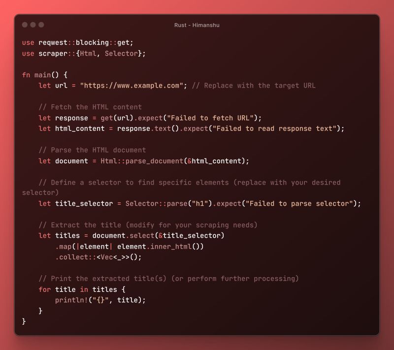 Himanshu Verma on LinkedIn: #rust #webscraping #automation #data Himanshu Verma on LinkedIn: #rust #webscraping #automation #data