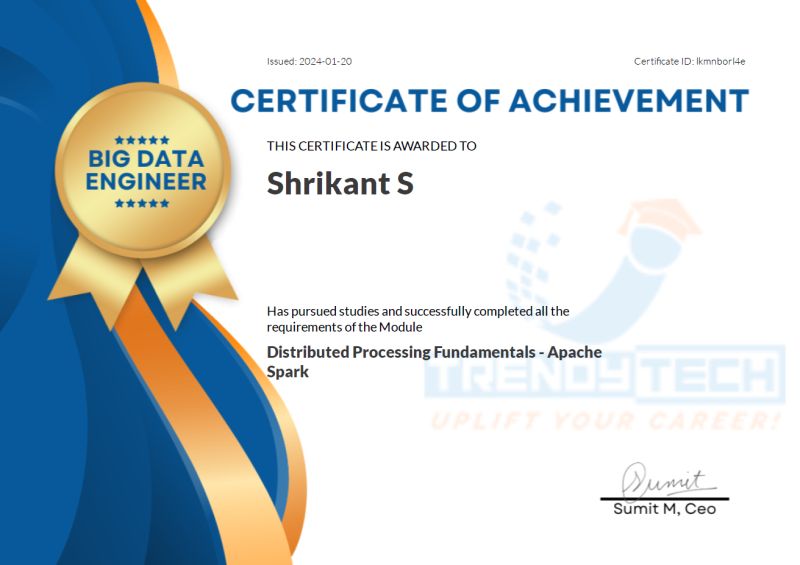 Shrikant S on LinkedIn: #bigdata #bigdataengineer #cloud #trendytech Shrikant S on LinkedIn: #bigdata #bigdataengineer #cloud #trendytech
