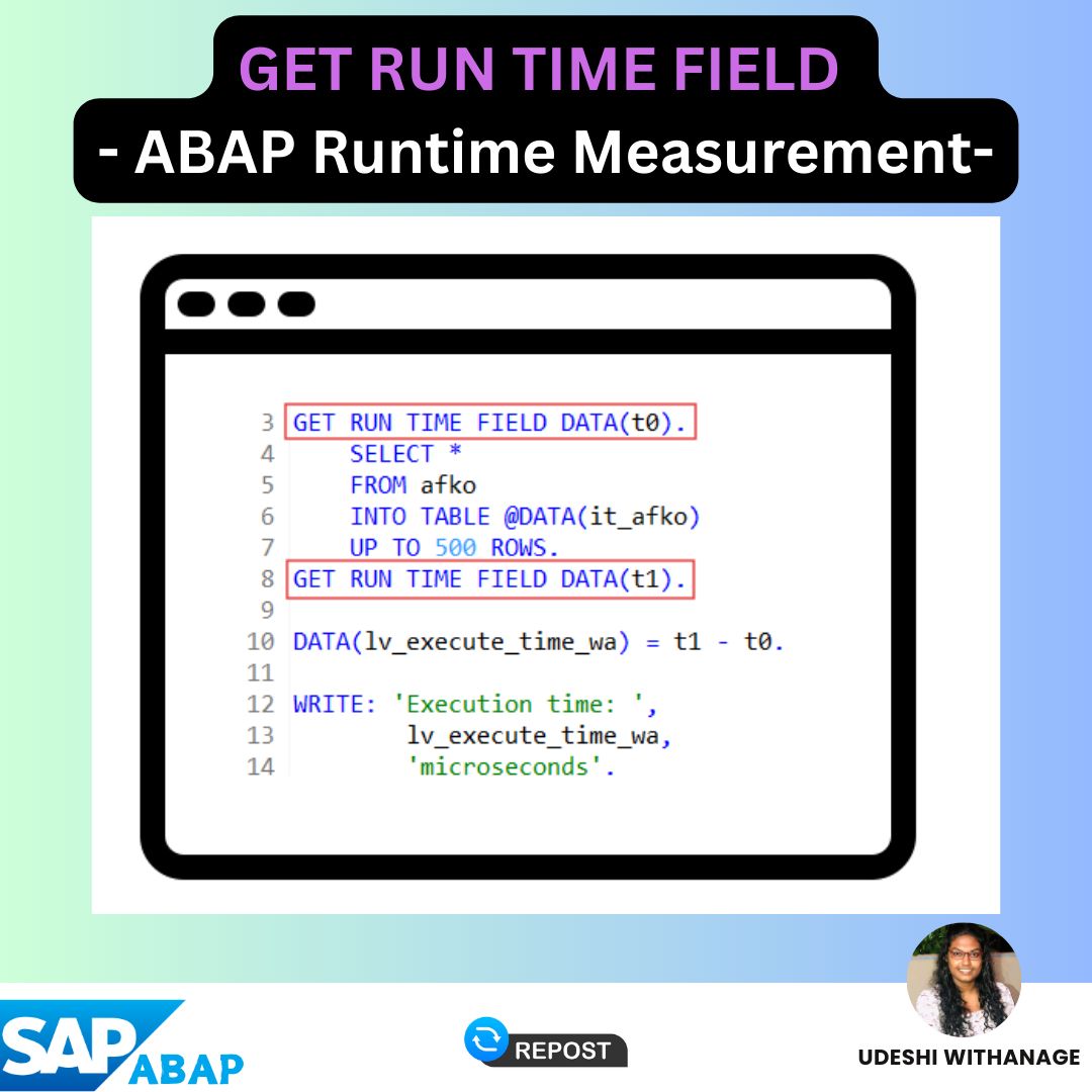 Udeshi Withanage on LinkedIn: #abap #programming #performancetuning # ... Udeshi Withanage on LinkedIn: #abap #programming #performancetuning # ...