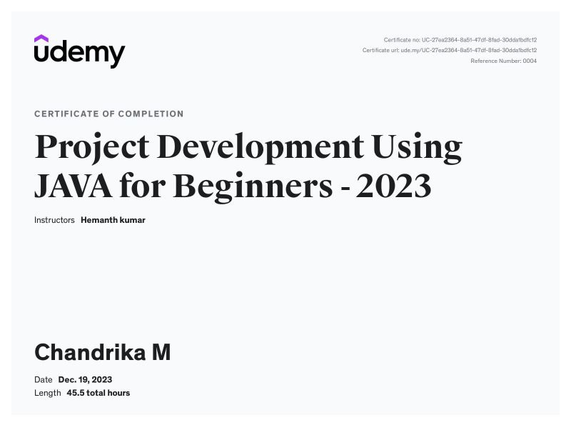 Chandrika M on LinkedIn: udemy certificate Chandrika M on LinkedIn: udemy certificate