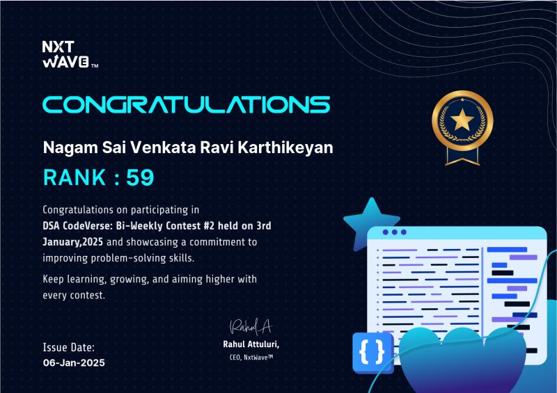 Ravi karthikeya Nagam on LinkedIn: #nxtwave #nxtwavechallenge # ... Ravi karthikeya Nagam on LinkedIn: #nxtwave #nxtwavechallenge # ...
