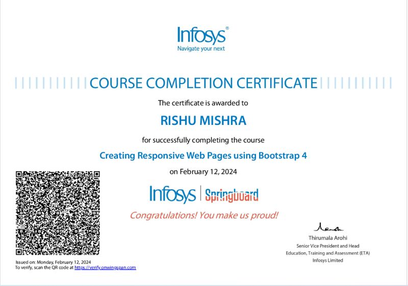 Rishu Mishra on LinkedIn: #certificationachievement #webdevelopment # ... Rishu Mishra on LinkedIn: #certificationachievement #webdevelopment # ...