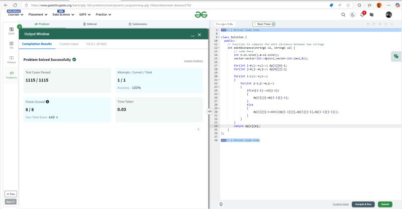 #gfg160daysofcode #geeksforgeeks #codingchallenge #editdistance… | Amit ... #gfg160daysofcode #geeksforgeeks #codingchallenge #editdistance… | Amit ...