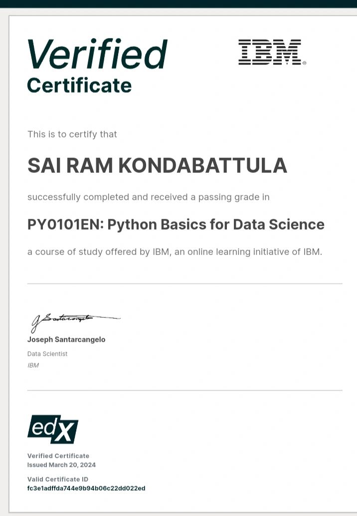 Sai Ram Kondabattula on LinkedIn: #python #datascience Sai Ram Kondabattula on LinkedIn: #python #datascience