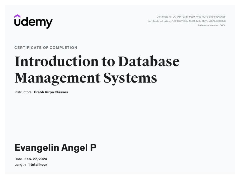 Udemy course on database management | Evangelin Angel posted on the ... Udemy course on database management | Evangelin Angel posted on the ...