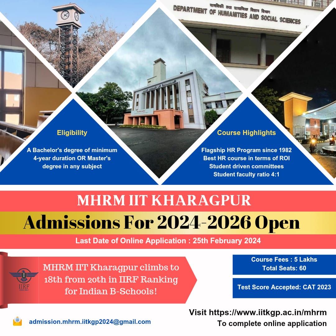 MHRM IIT Kharagpur on LinkedIn: #18th #admission #open #iirf #ranking # ... MHRM IIT Kharagpur on LinkedIn: #18th #admission #open #iirf #ranking # ...