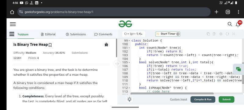 #100daysofcode #gfg160daychallenge #dsa #binarytrees #heaps # ... #100daysofcode #gfg160daychallenge #dsa #binarytrees #heaps # ...