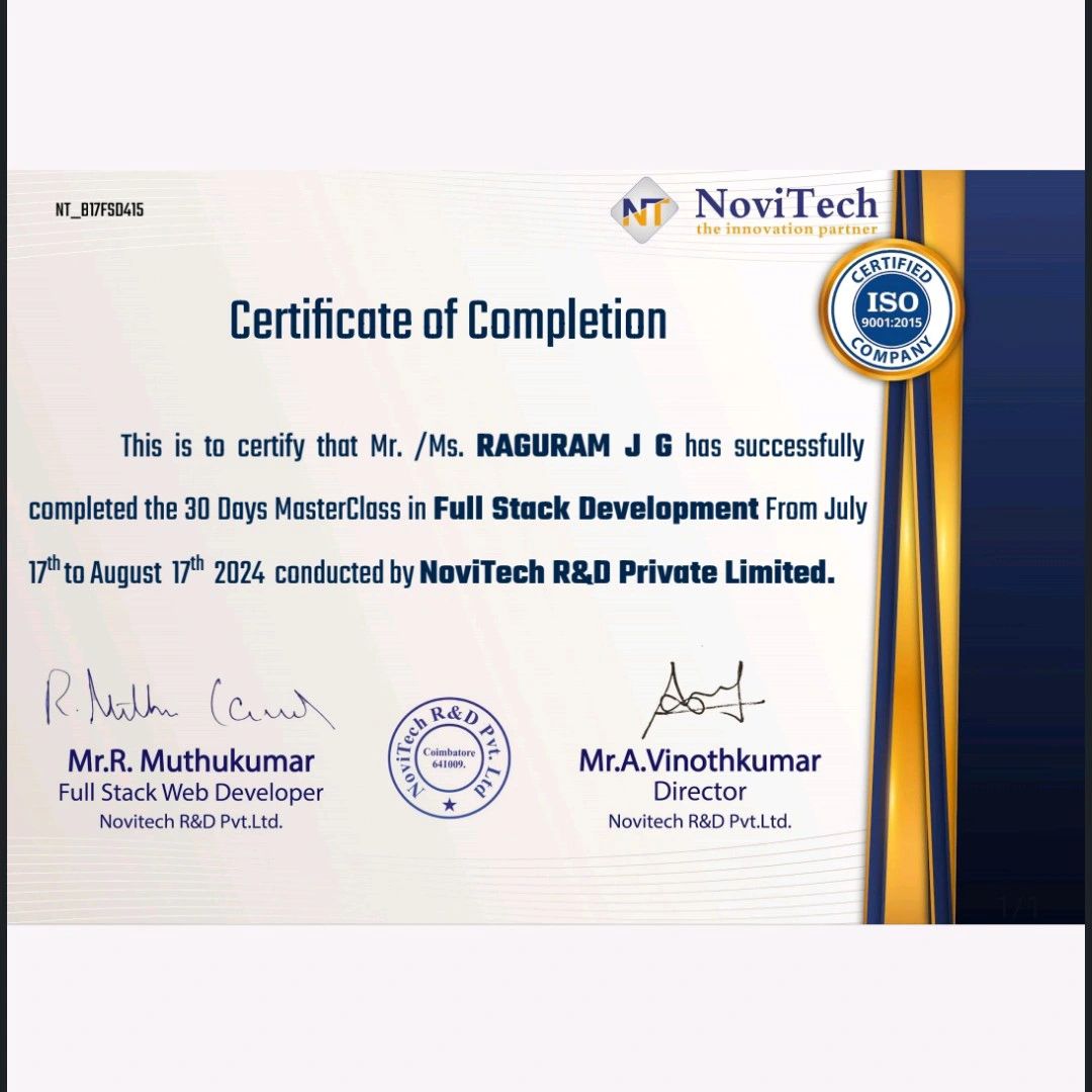 Ragu Ram j g on LinkedIn: #fullstackdevelopment #frontend #backend # ... Ragu Ram j g on LinkedIn: #fullstackdevelopment #frontend #backend # ...