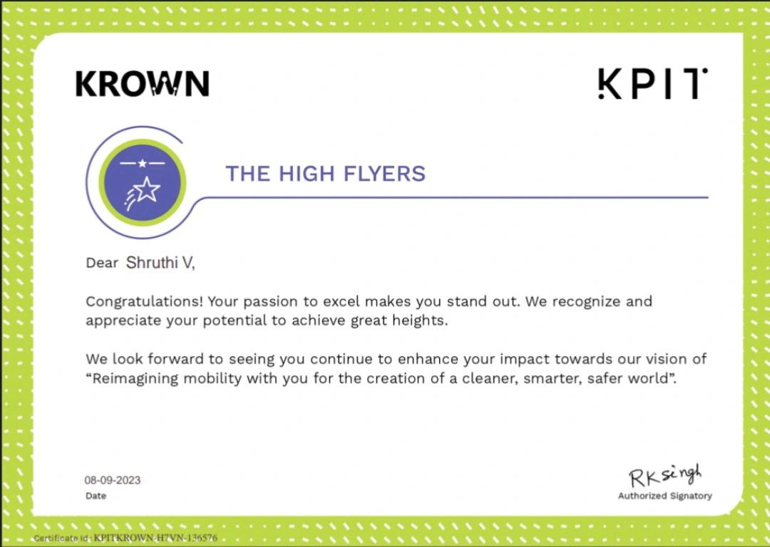 Shruthi V on LinkedIn: #awardsandrecognition #krown #learningandgrowing Shruthi V on LinkedIn: #awardsandrecognition #krown #learningandgrowing