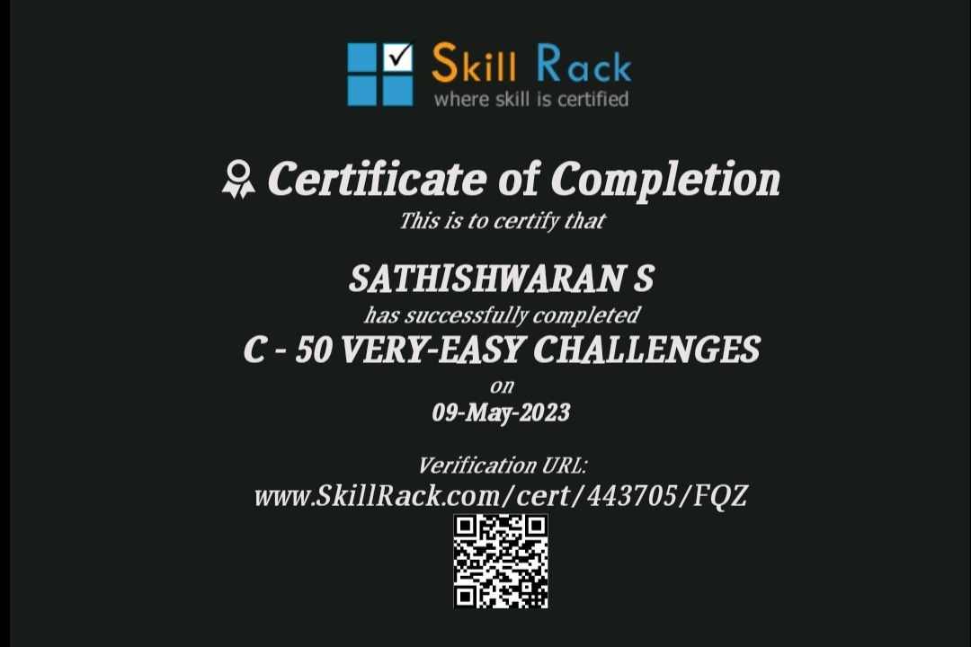 SATHISH WARAN S on LinkedIn: #skillrack #cprogramming #sairaminstitutions SATHISH WARAN S on LinkedIn: #skillrack #cprogramming #sairaminstitutions