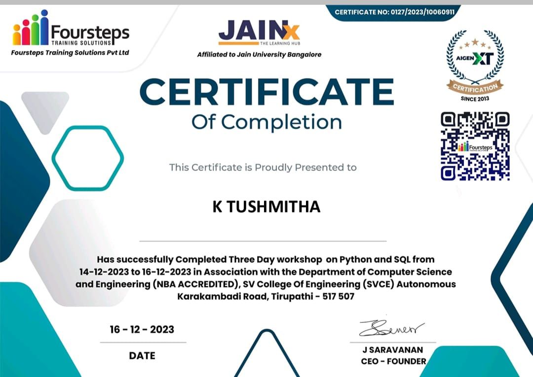 Tushmitha K on LinkedIn: #pythonprogramming #sql #problemsolving # ... Tushmitha K on LinkedIn: #pythonprogramming #sql #problemsolving # ...