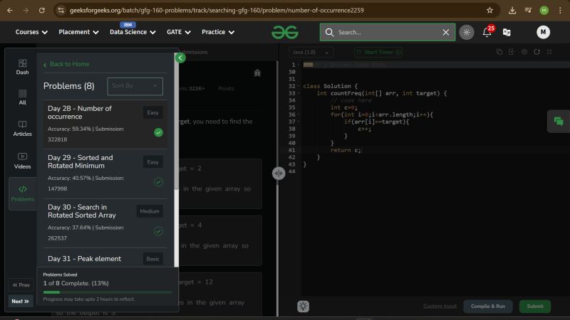 #gfg160daysofcode #java #dsa #problemsolving #arraysearch #linearsearch ... #gfg160daysofcode #java #dsa #problemsolving #arraysearch #linearsearch ...