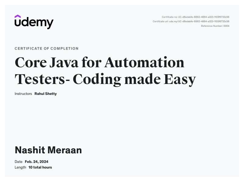 #java #corejava #qa #sdet | Nashit Meraan #java #corejava #qa #sdet | Nashit Meraan