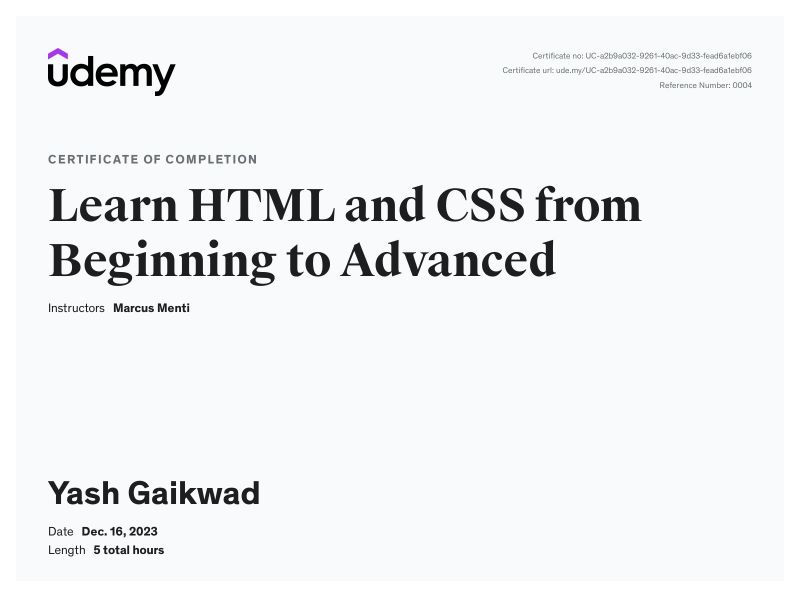 Yash Gaikwad on LinkedIn: #course #html #css Yash Gaikwad on LinkedIn: #course #html #css