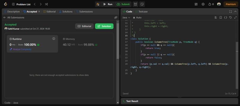 Sahil Kumar on LinkedIn: #sametree #tree #recursion #leetcode # ... Sahil Kumar on LinkedIn: #sametree #tree #recursion #leetcode # ...