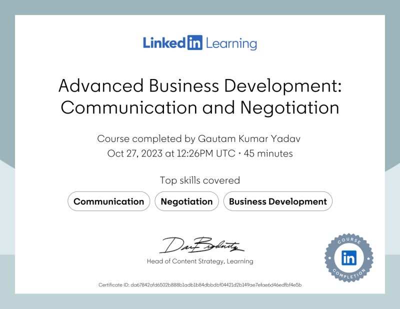 Gautam Kumar Yadav on LinkedIn: Certificate of Completion Gautam Kumar Yadav on LinkedIn: Certificate of Completion