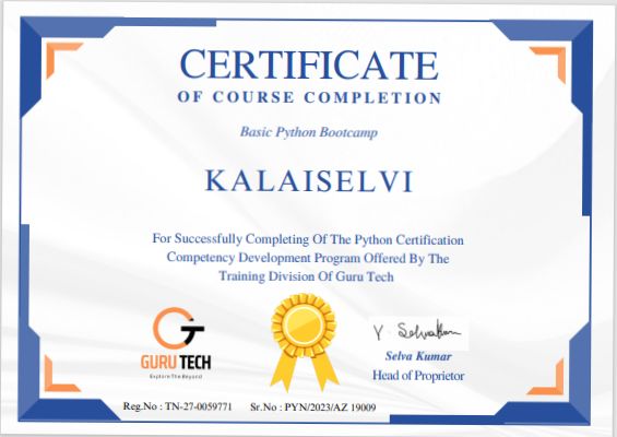 kalaiselvi . on LinkedIn: #python #gurutech #certificationcomplete # ... kalaiselvi . on LinkedIn: #python #gurutech #certificationcomplete # ...