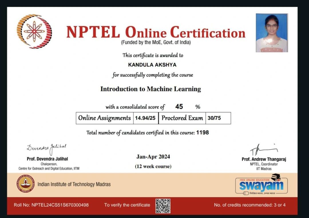 Completed NPTEL course on machine learning | Akshya Kandula posted on ... Completed NPTEL course on machine learning | Akshya Kandula posted on ...