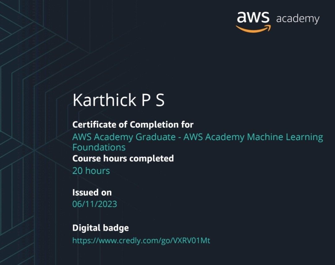 Karthick PS on LinkedIn: #aws #machinelearning #cloudcomputing # ... Karthick PS on LinkedIn: #aws #machinelearning #cloudcomputing # ...