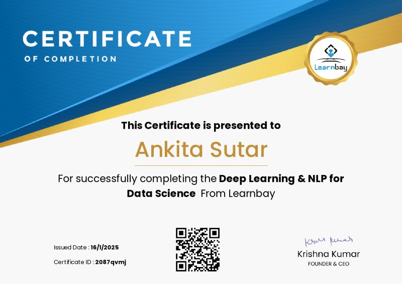Absolutely thrilled to share that I've just completed the Deep Learning ... Absolutely thrilled to share that I've just completed the Deep Learning ...