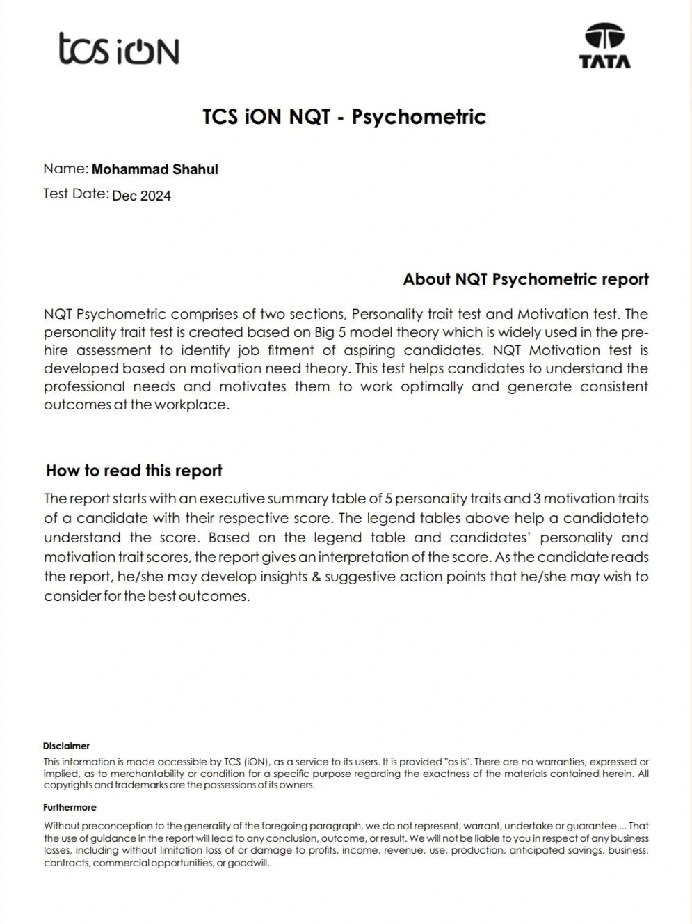 Mohammad Shahul S on LinkedIn: #psychometrictest #cleared # ... Mohammad Shahul S on LinkedIn: #psychometrictest #cleared # ...