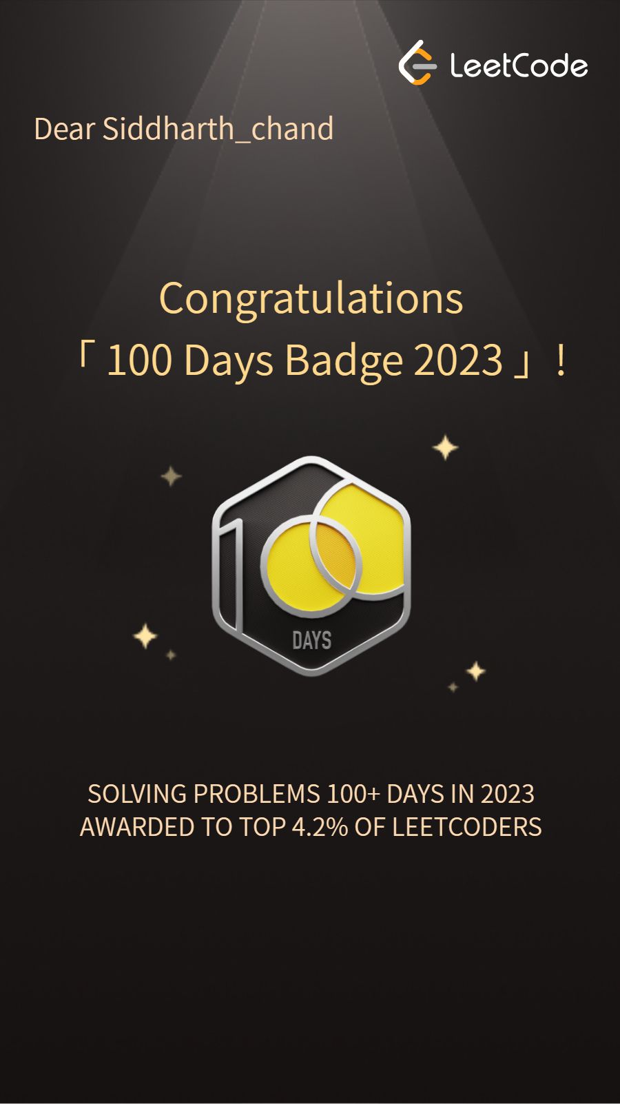 Earned 100 days Badge from LeetCode for solving 100+ problems in ... Earned 100 days Badge from LeetCode for solving 100+ problems in ...