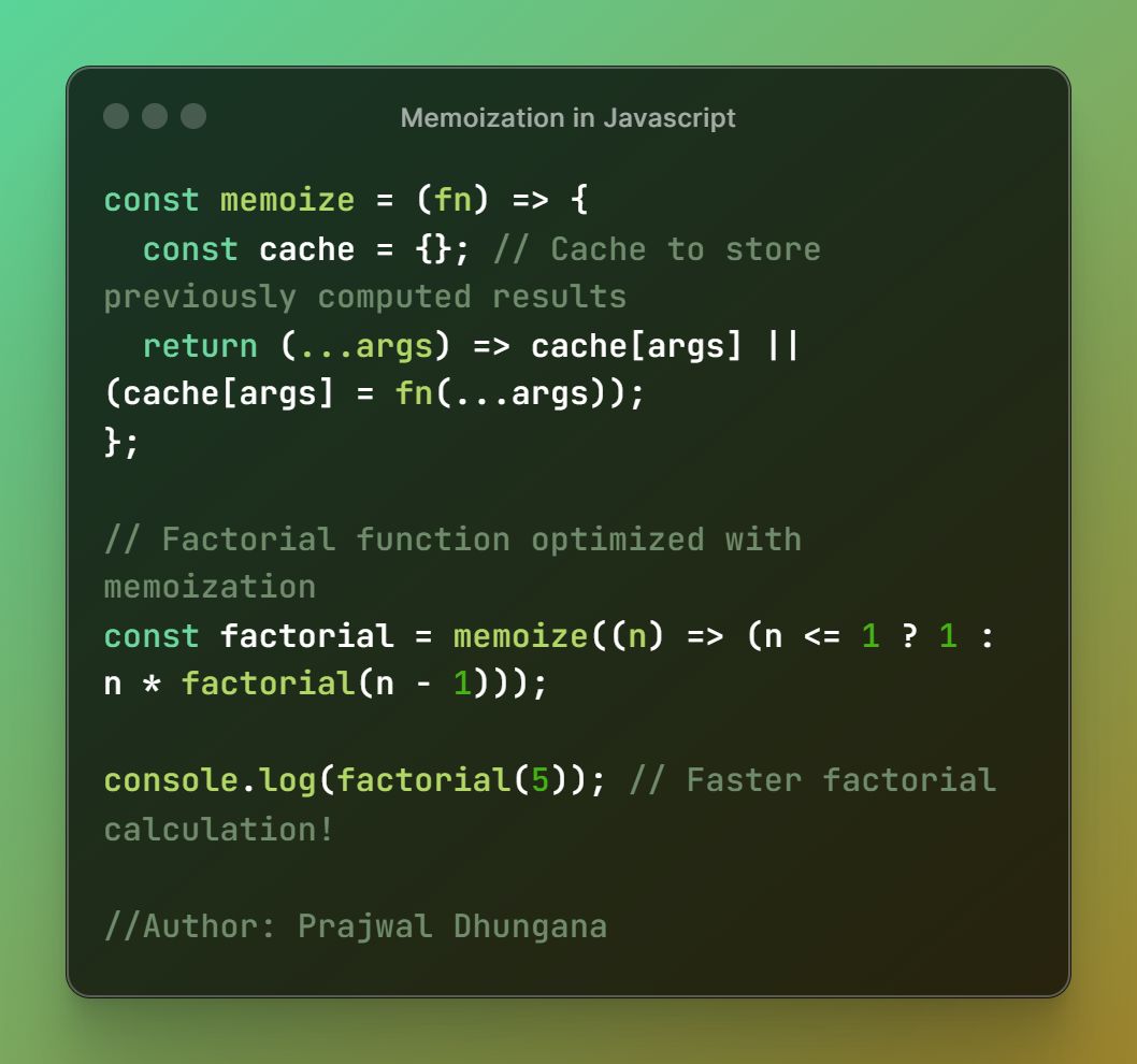 Learn about Memoization in JavaScript | Prajwal Dhungana posted on the ... Learn about Memoization in JavaScript | Prajwal Dhungana posted on the ...