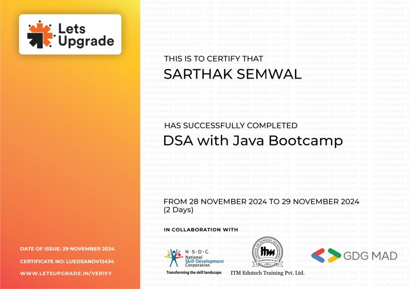 SARTHAK SEMWAL on LinkedIn: #dsa #javaprogramming #letsupgrade # ... SARTHAK SEMWAL on LinkedIn: #dsa #javaprogramming #letsupgrade # ...