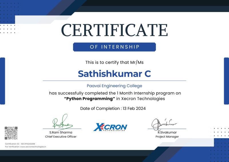 Sathishkumar C on LinkedIn: I am happy for completing my Python ... Sathishkumar C on LinkedIn: I am happy for completing my Python ...