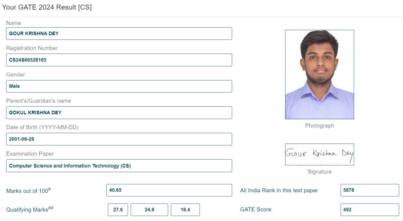 I'm very happy that I have finally received my score with 492 in GATE ... I'm very happy that I have finally received my score with 492 in GATE ...