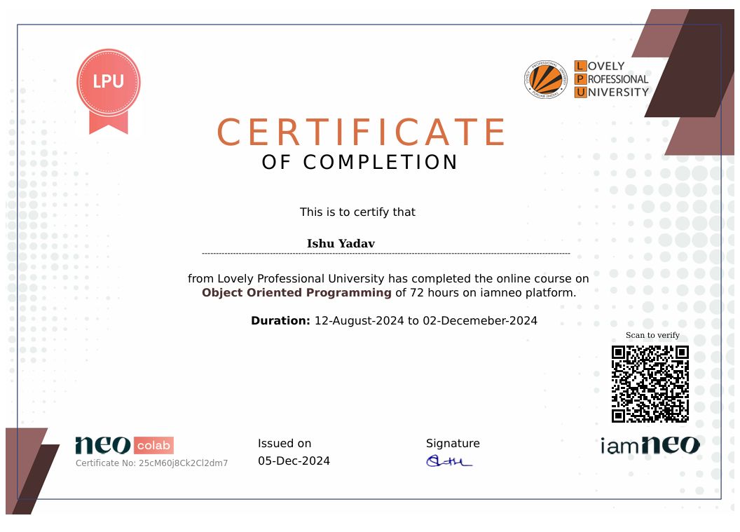 #cplusplus #oop #certification #neocolab #learning #programming… | Ishu ... #cplusplus #oop #certification #neocolab #learning #programming… | Ishu ...