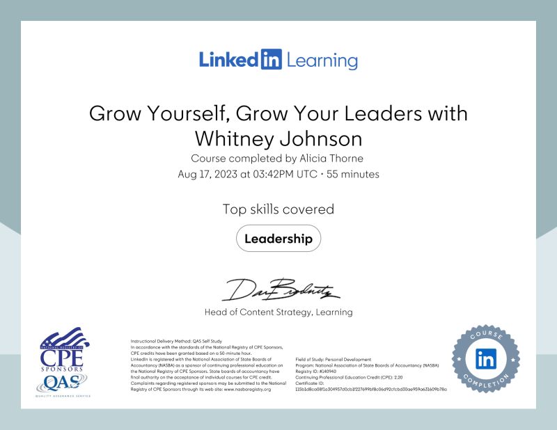Alicia Thorne on LinkedIn: Certificate of Completion Alicia Thorne on LinkedIn: Certificate of Completion