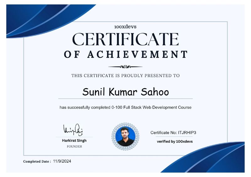 Sunil Kumar Sahoo on LinkedIn: #100xdevs #webdev #blockchain Sunil Kumar Sahoo on LinkedIn: #100xdevs #webdev #blockchain
