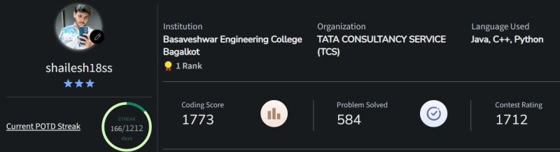 Shailesh Shettar on LinkedIn: #dsa #oneyearofcoding #geeksforgeeks #java Shailesh Shettar on LinkedIn: #dsa #oneyearofcoding #geeksforgeeks #java