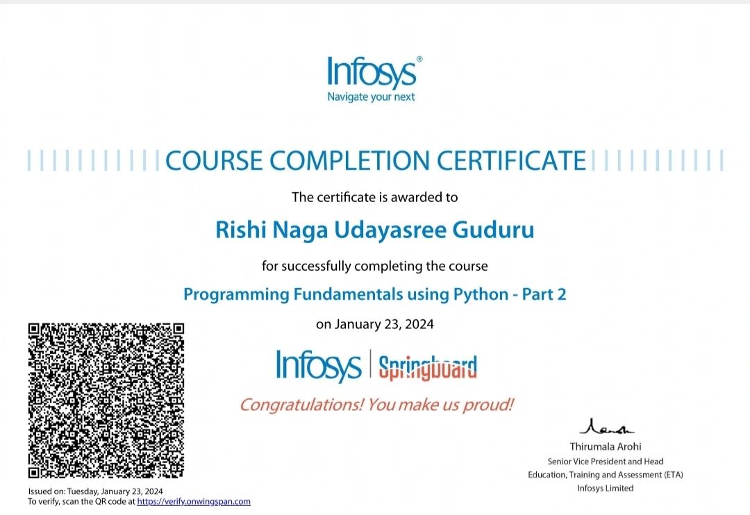 Guduru Rishi naga Udaya sree on LinkedIn: #python #infosys Guduru Rishi naga Udaya sree on LinkedIn: #python #infosys