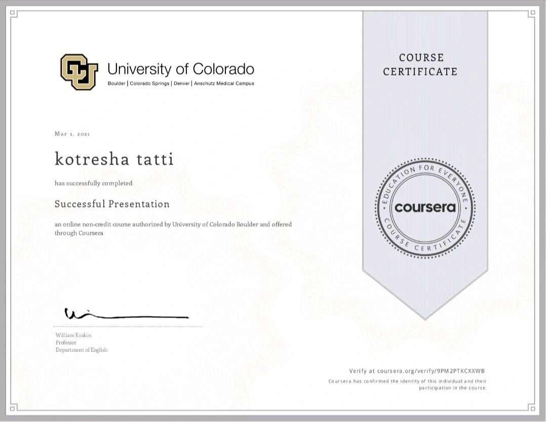 KOTRESHA TATTI on LinkedIn: #presentationskills #coursera # ... KOTRESHA TATTI on LinkedIn: #presentationskills #coursera # ...