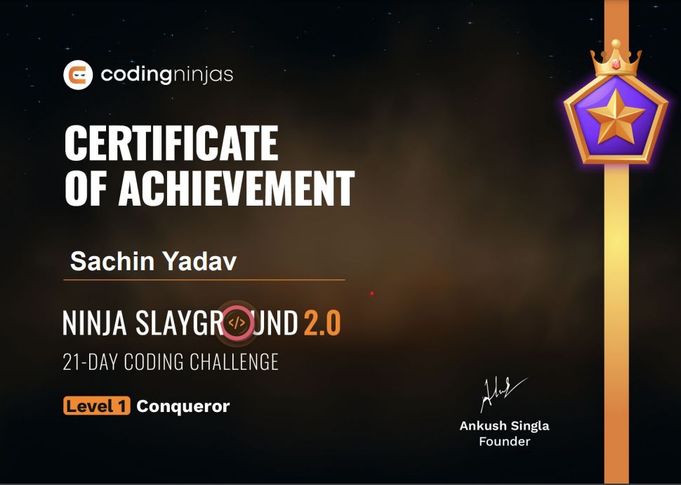 Sachin Yadav on LinkedIn: #ninjaslayground #codingninjas #coding #dsa # ... Sachin Yadav on LinkedIn: #ninjaslayground #codingninjas #coding #dsa # ...