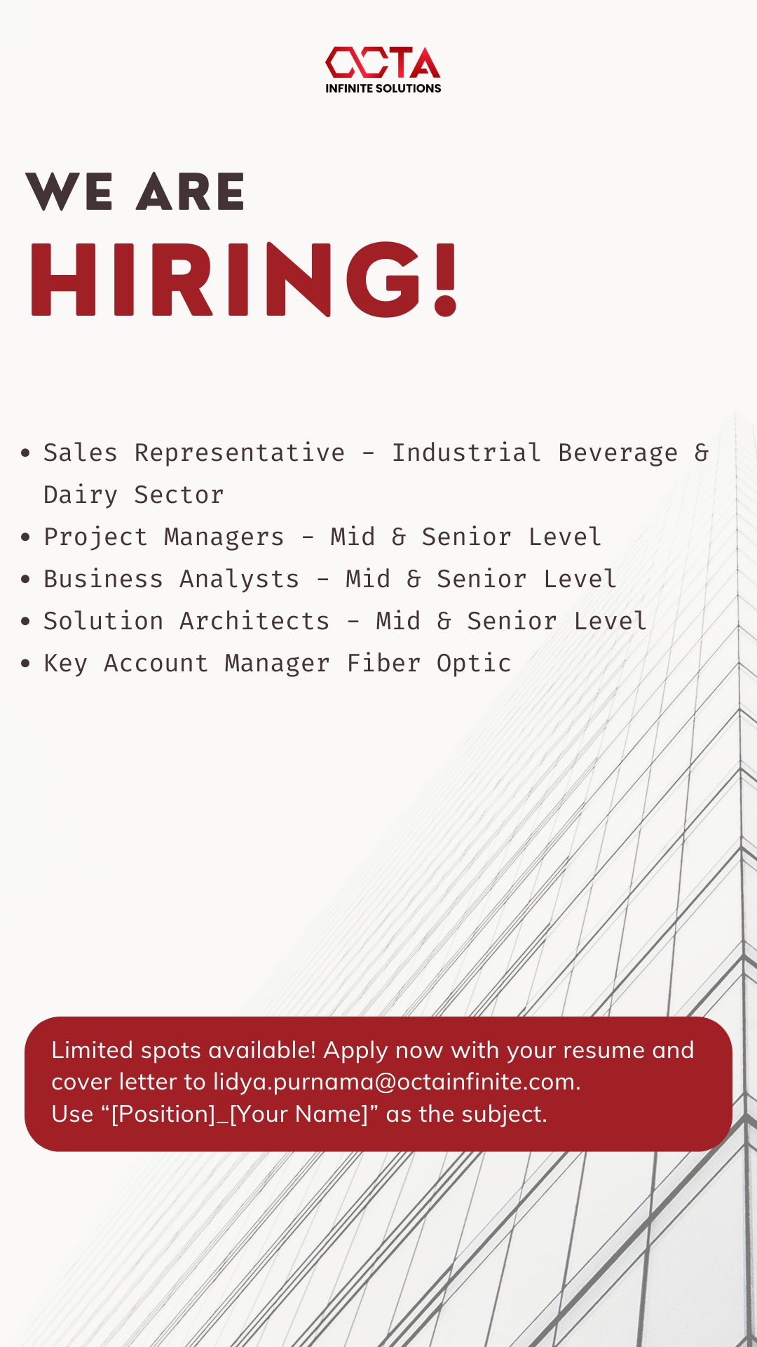 🚀 We're Hiring! | Octa Infinite Solutions 🚀 We're Hiring! | Octa Infinite Solutions
