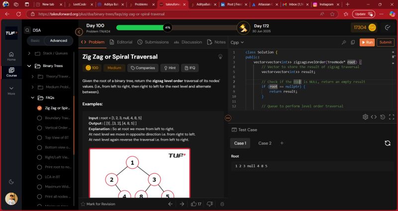 #100daysofcode #dsa #binarytrees #zigzagtraversal #tufplus #striver ... #100daysofcode #dsa #binarytrees #zigzagtraversal #tufplus #striver ...